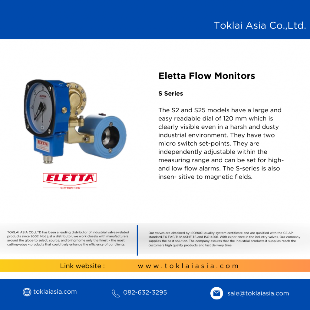Eletta Flow Monitors S-Series - TOKLAIASIA トウカイアジア